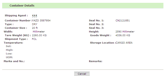 Viewing Export Manifest Details