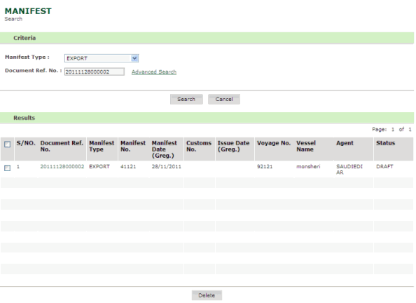 Viewing Export Manifest Details